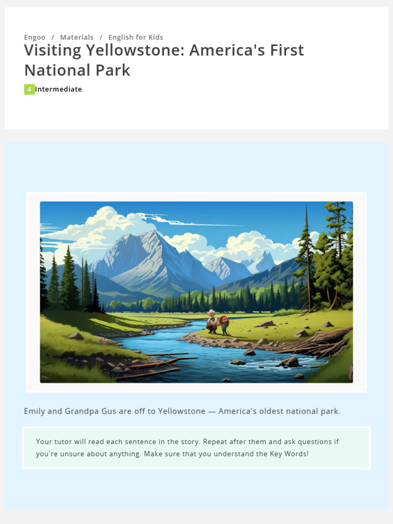 Visiting Yellowstone - America's First National Park - Engoo | PDF
