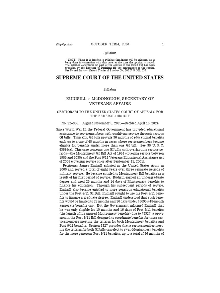 Rudisill v. McDonough | PDF | G.I. Bill | Statutory Interpretation