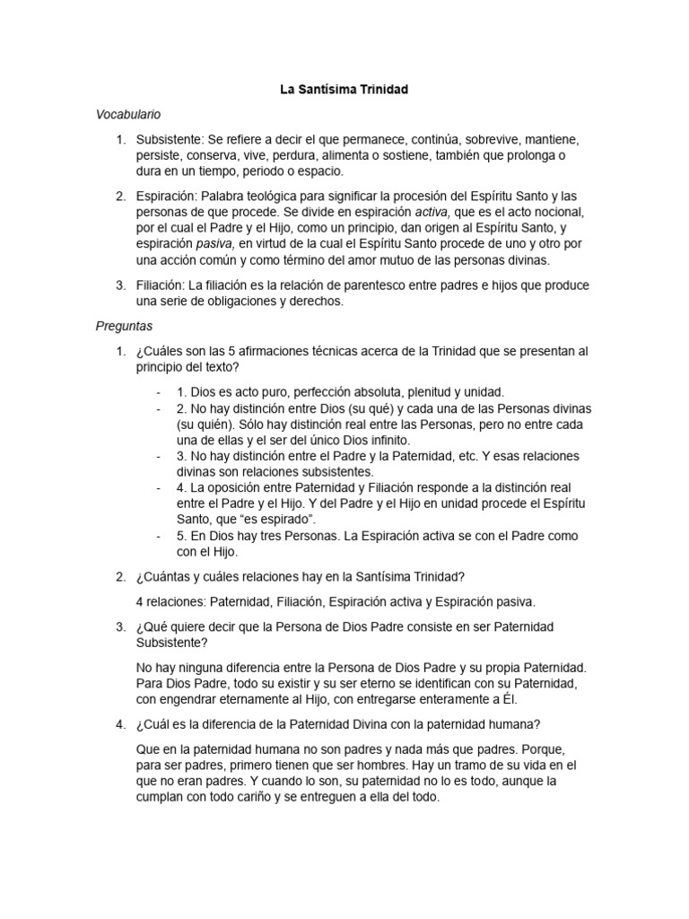 La Santísima Trinidad: Conceptos Clave | PDF | Dios el padre | Trinidad
