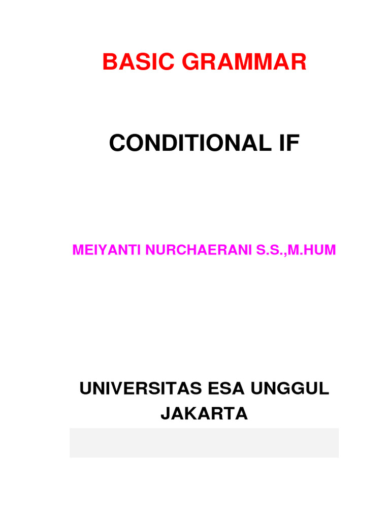 Conditional If PDF To Be Shared | PDF | Sentence (Linguistics) | Verb