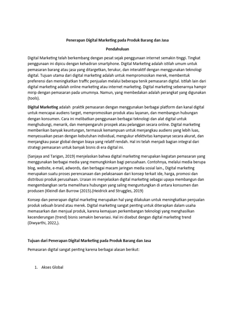 Penerapan Digital Marketing Pada Produk Barang Dan Jasa Tugas | PDF | Bisnis | Komputer