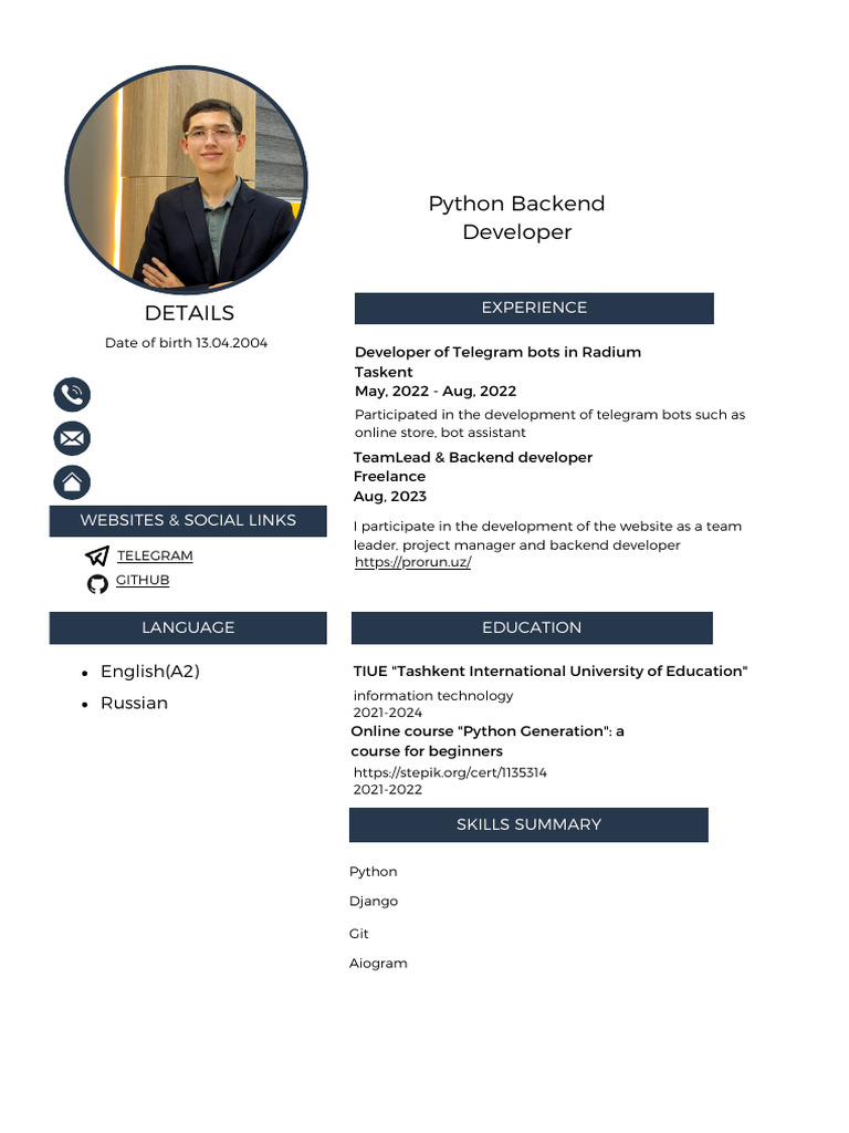 Python Backend Developer: Experience | PDF