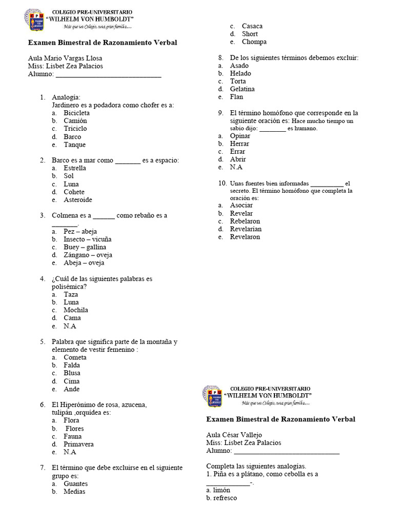 Exam 2do Bimestre III | PDF | Adverbio | Verbo