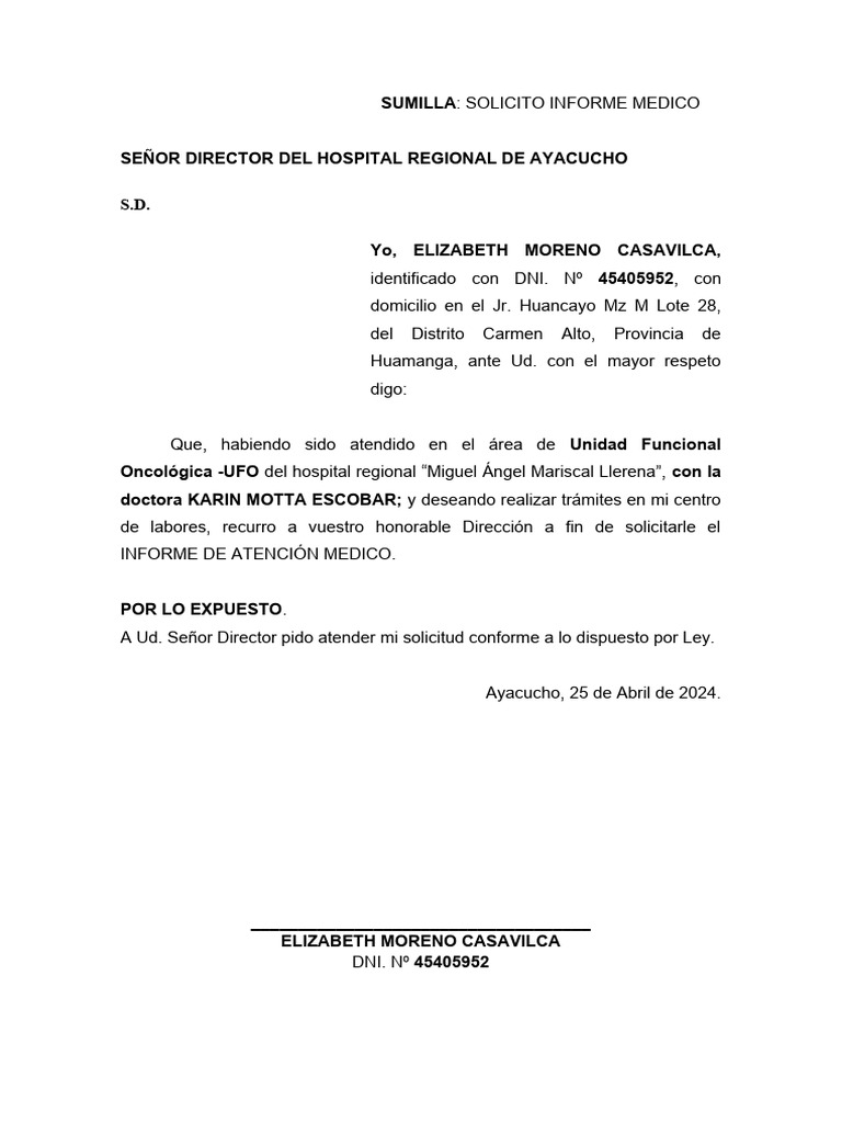 Solicitud Informe Essalud | PDF