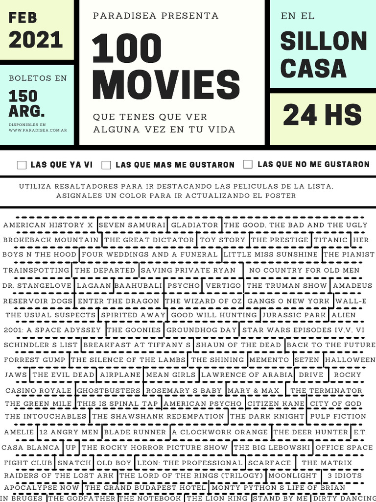 100 Movies Poster | PDF | Art
