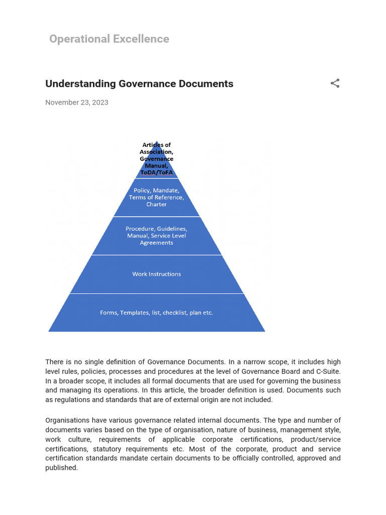 Understanding Governance Documents | PDF | Governance | Service Level ...