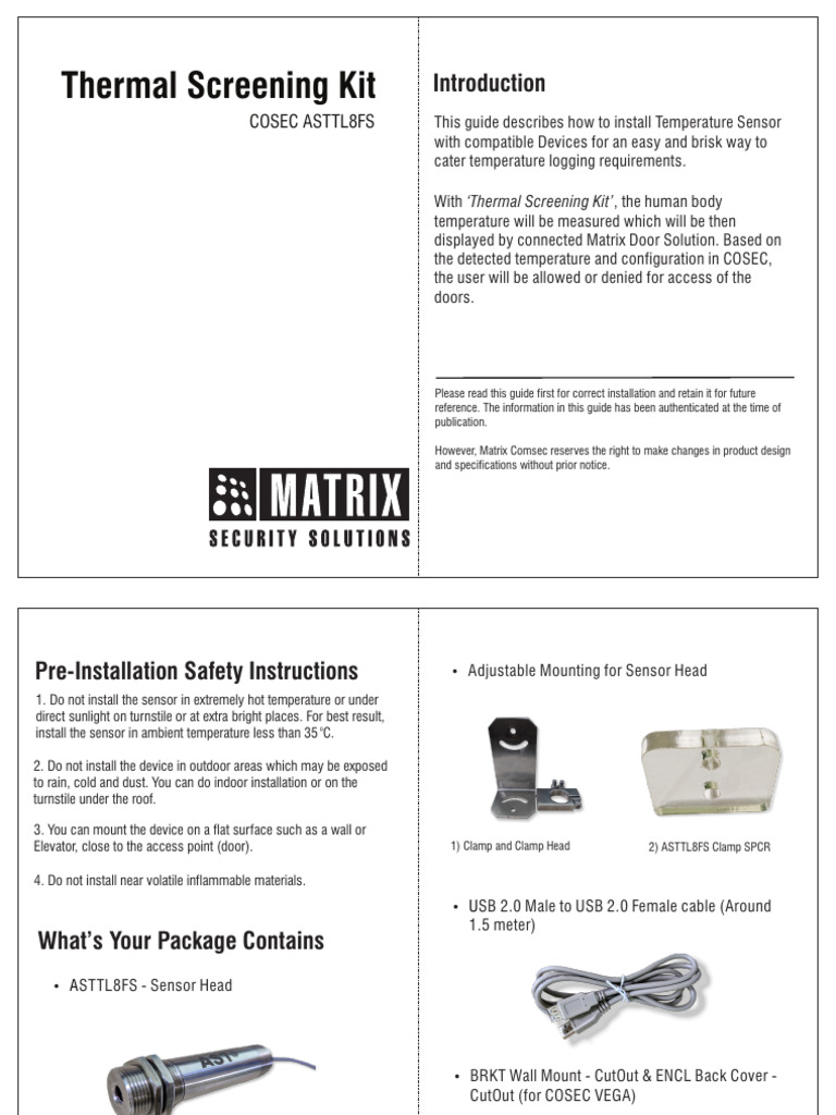 Cosec Ast Thermal Screening Kit Quick Start Guide | PDF | Usb ...