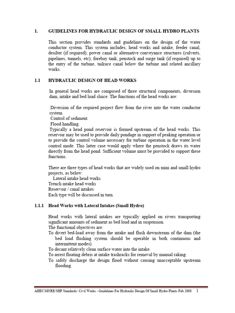 Hydraulic Design Guidelines for Small Hydro | PDF | River | Spillway
