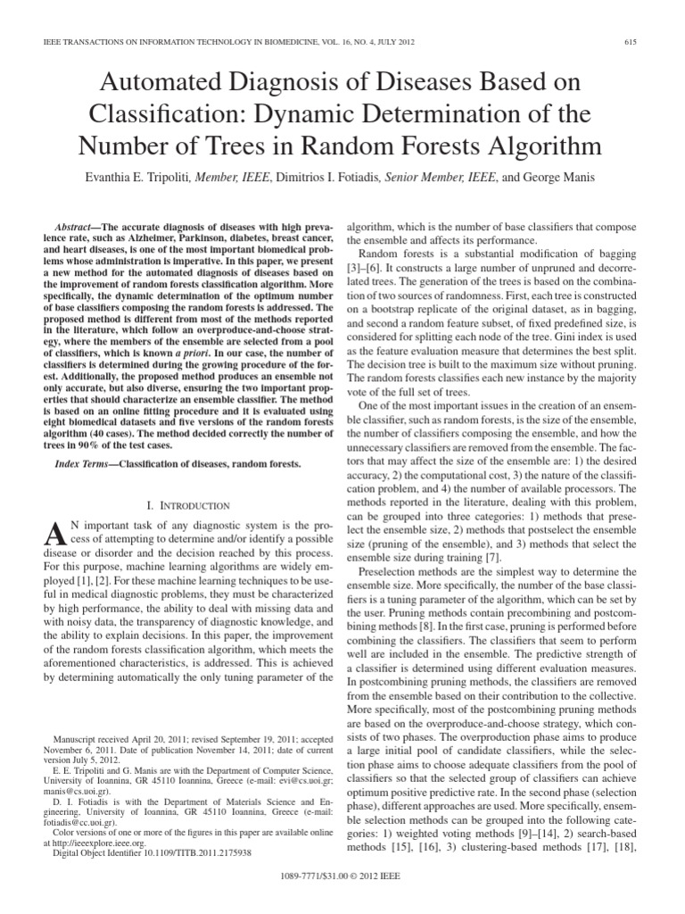 Automated Diagnosis of Diseases Based Onclassification Dynamic Determination of Thenumber of ...