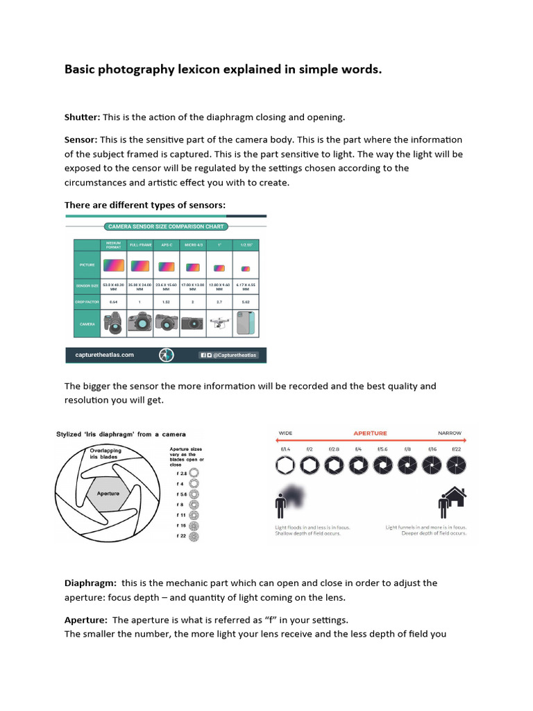 Basic Photography Lexicon Explained in Simple Words | PDF | Shutter ...