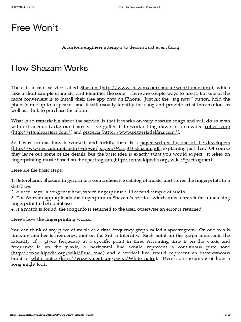How Shazam Works - Free Won't | PDF | Computers