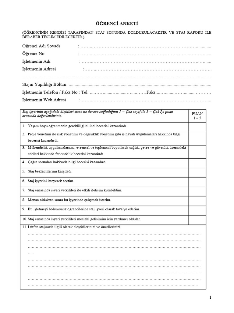 Ogrenci Anketi | PDF