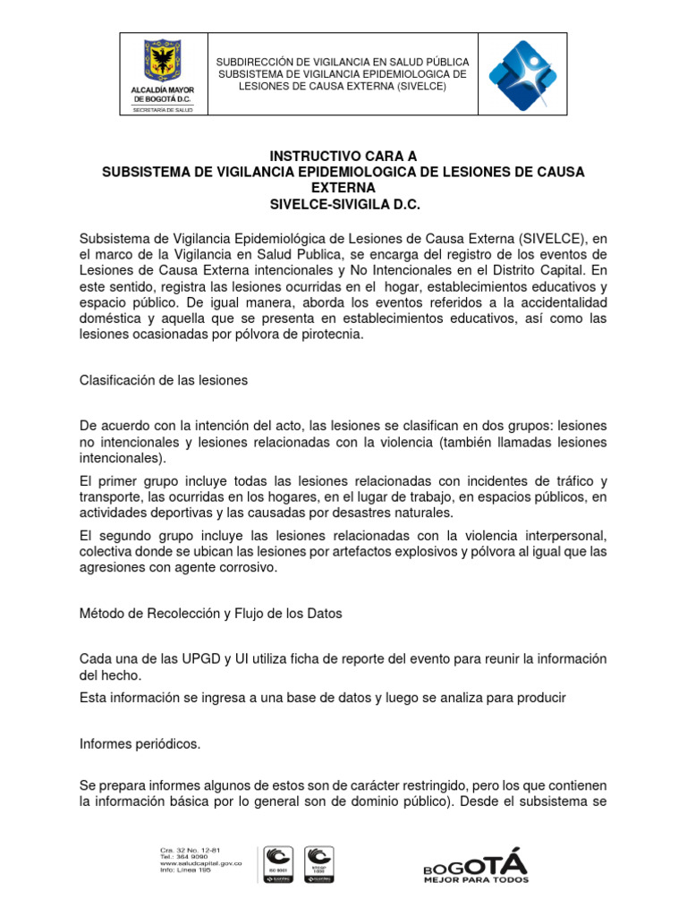 Guía de Vigilancia de Lesiones SIVELCE | PDF | Vigilancia