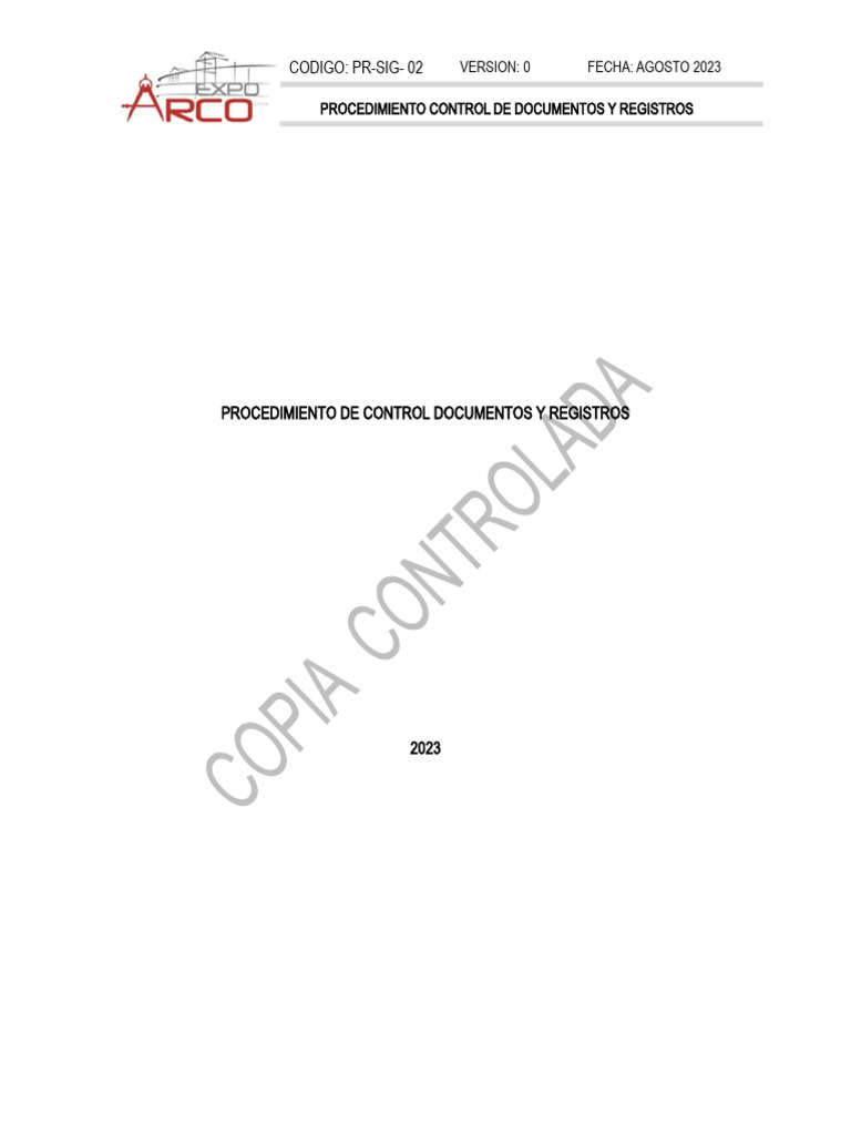 PT Control de Documentos y Registros 2023 Corregir | PDF | Sistema de información geográfica ...