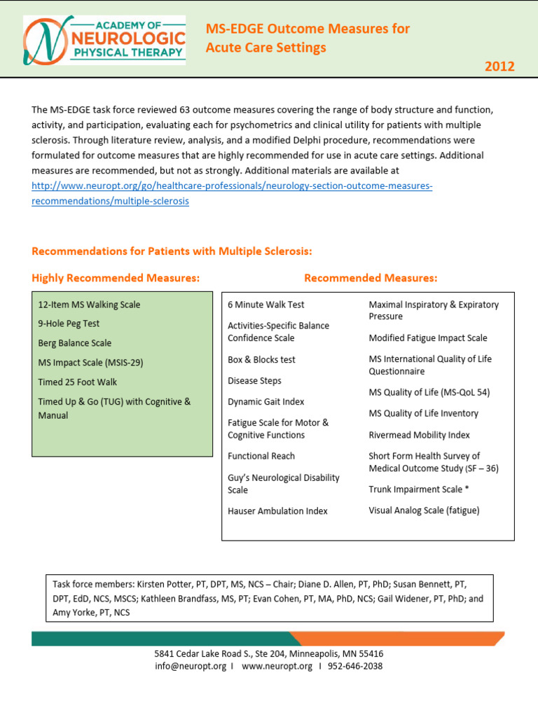 Ms Edge Acute Care | PDF | Multiple Sclerosis | Balance (Ability)