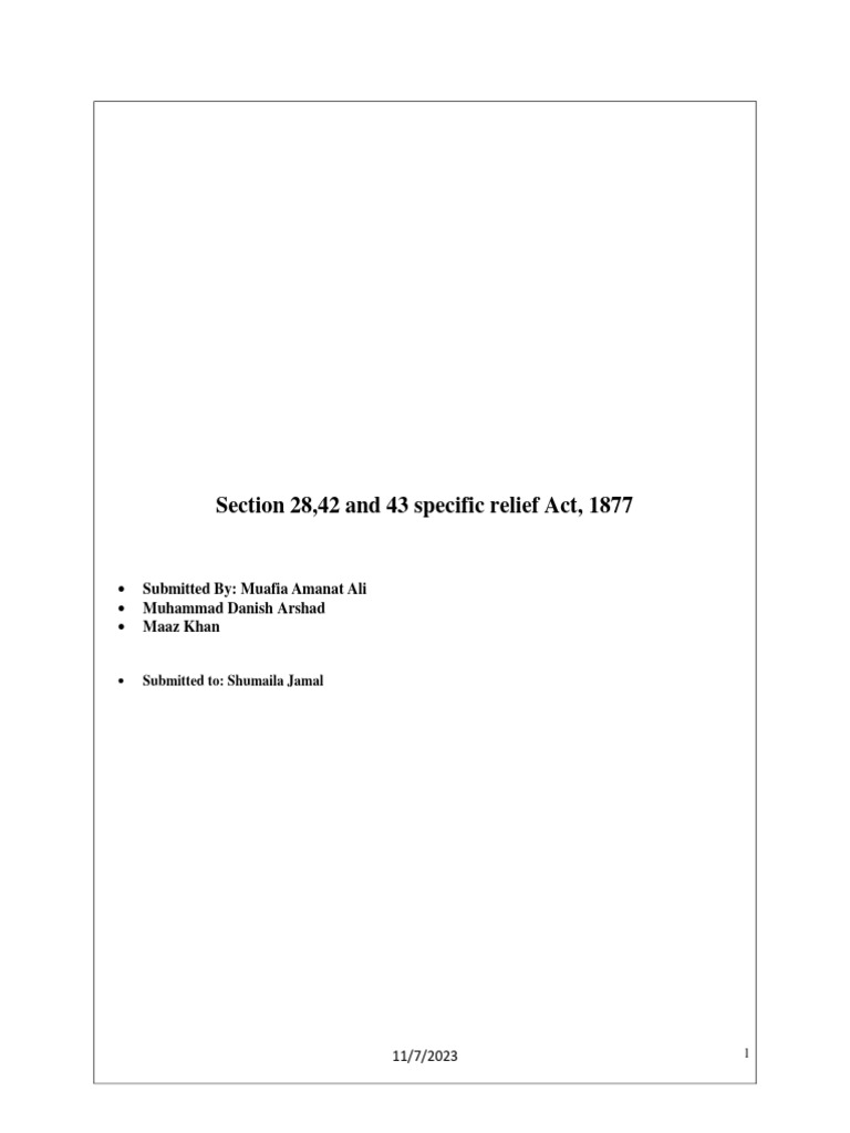 Specific Relief Act Overview | PDF | Lawsuit | Specific Performance