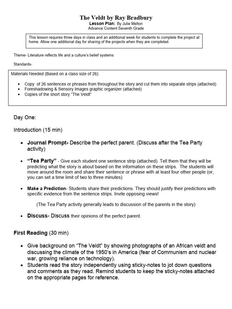 Veldt Lesson Revised | PDF