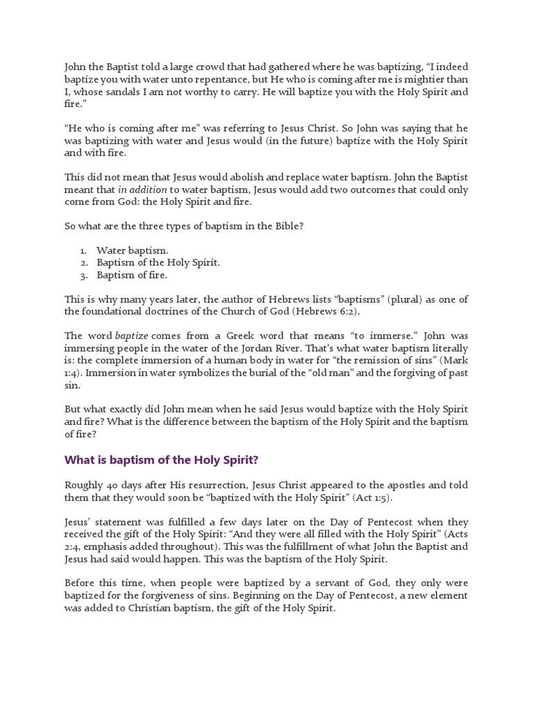 Baptism Sermon | PDF | Baptism | Baptism With The Holy Spirit