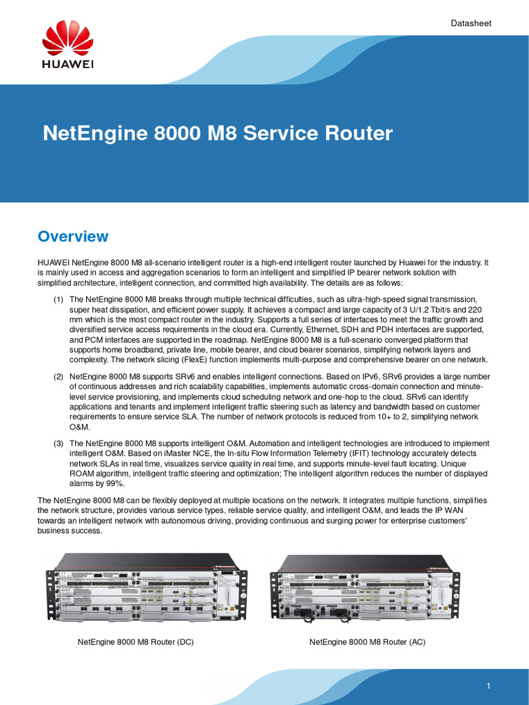 NetEngine 8000 M8 Universal Service Router Datasheet | PDF | Networking ...