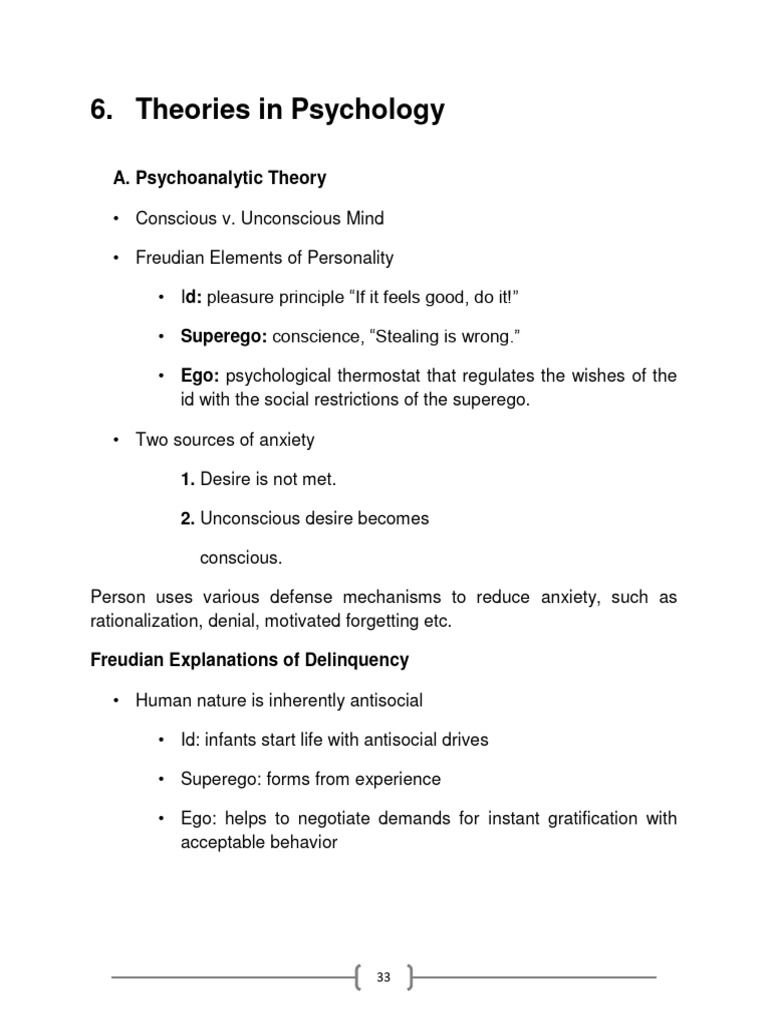 Overview of Key Psychology Theories | PDF | Id | Learning