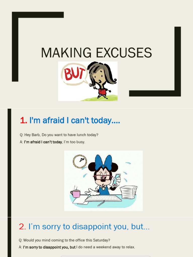 Making Excuses Phrases | PDF