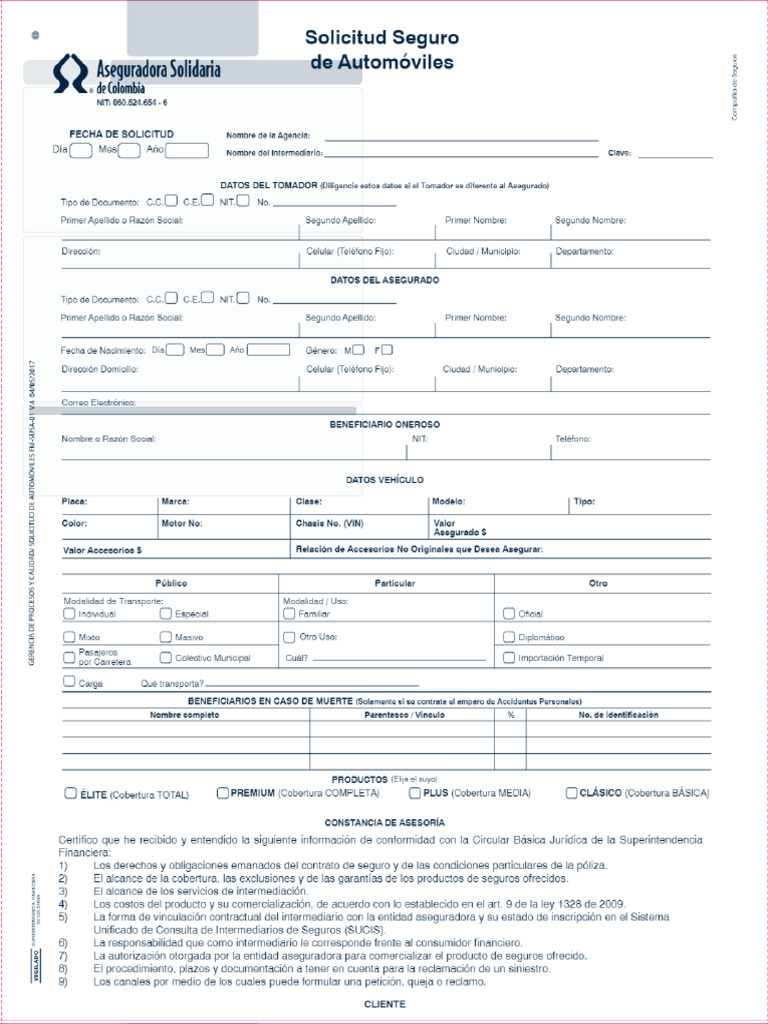 Solicitud de Autos 2018 | PDF