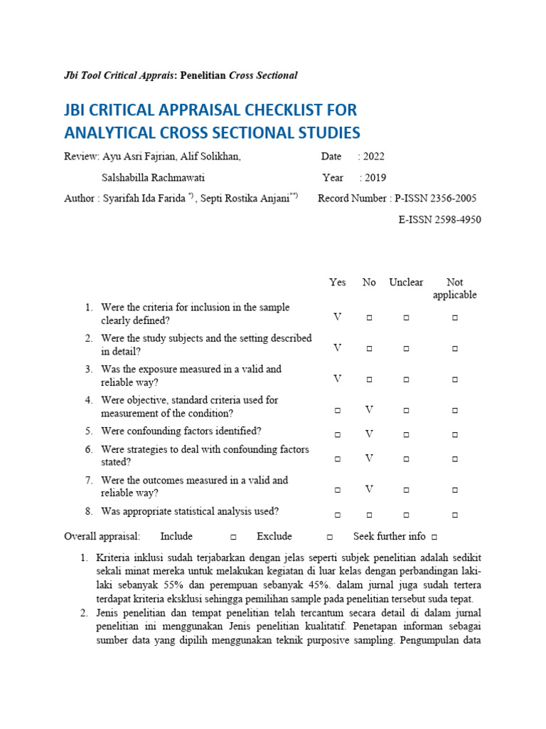 Jbi Tool Critical Appraisal | PDF