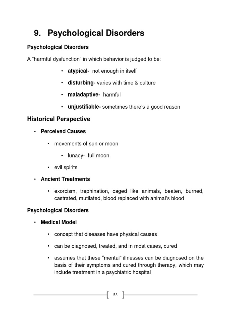 9 Psychological Disorders | PDF | Mental Disorder | Antisocial ...