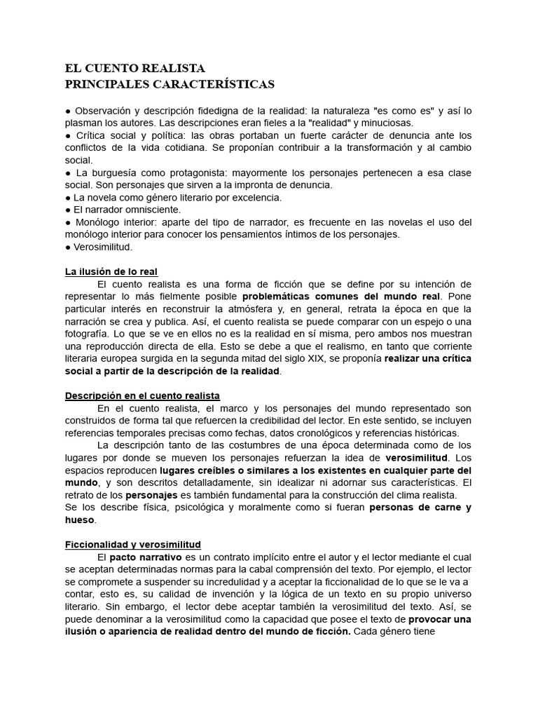 Características del Cuento Realista | PDF | Narración | Realismo literario