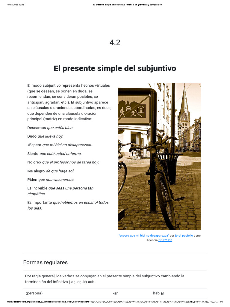 El Presente Simple Del Subjuntivo - Manual de Gramática y Composición ...