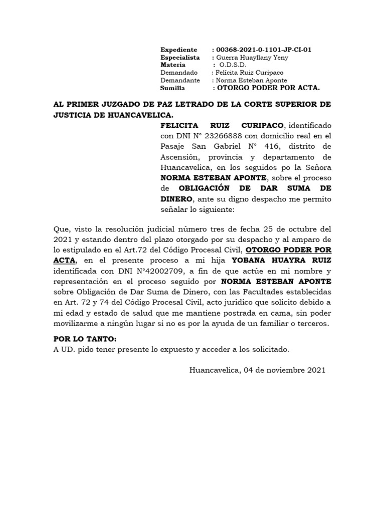 Poder Por Acta Yobis | PDF