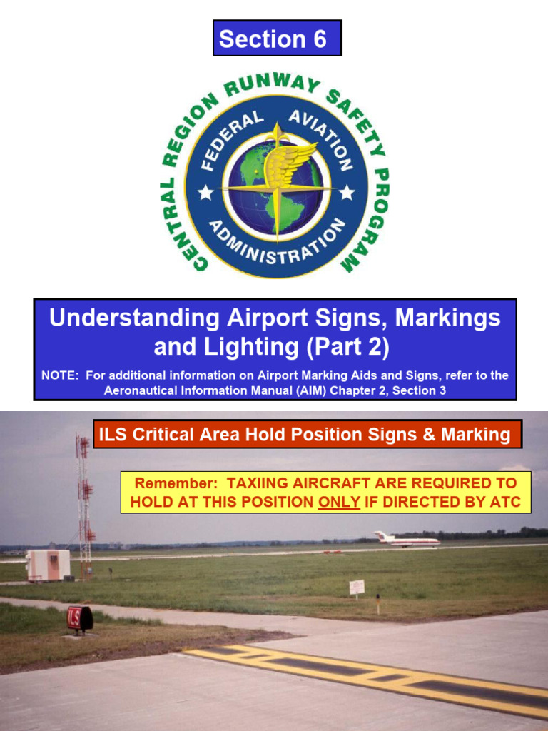 Airport Signs & Markings Guide | PDF | Air Traffic Control | Runway
