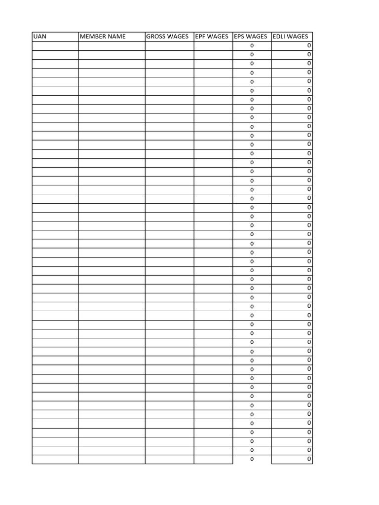 EPF ECR Excel Format Download | PDF