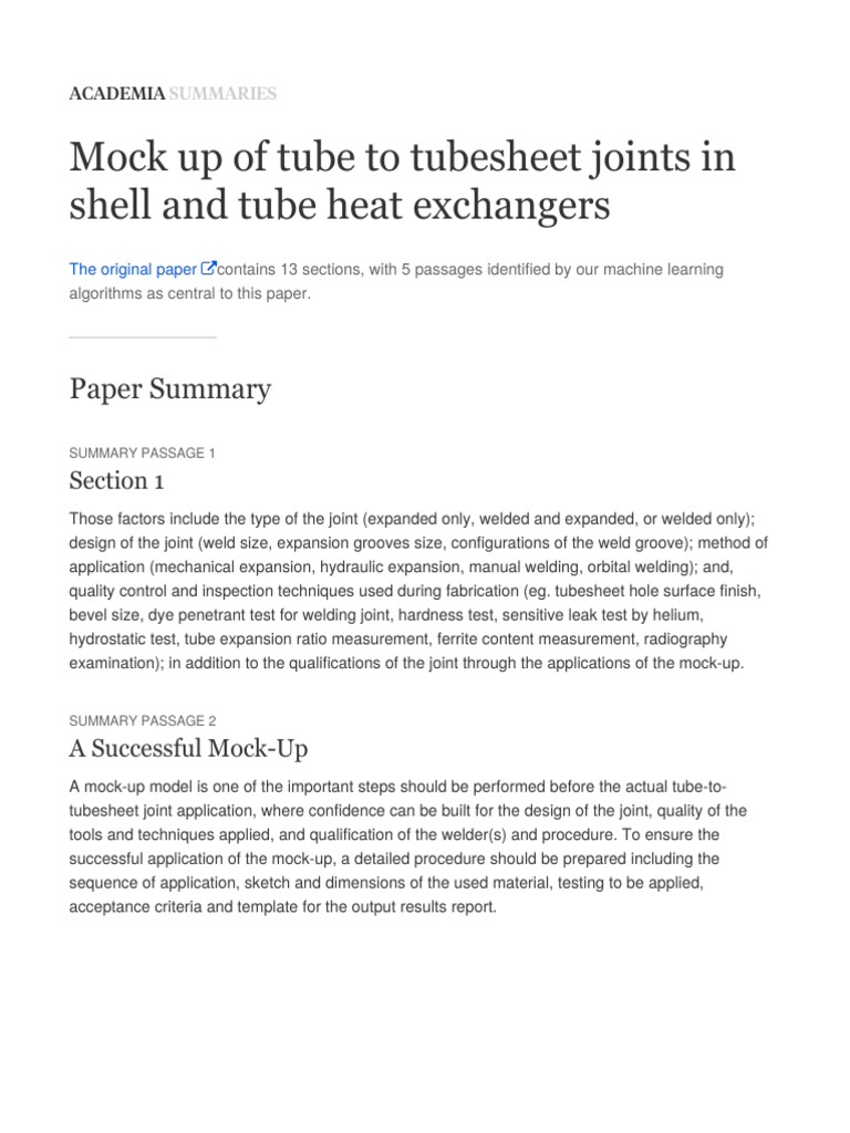 Tube-to-Tubesheet Joint Mock-Up Guide | PDF | Welding | Construction
