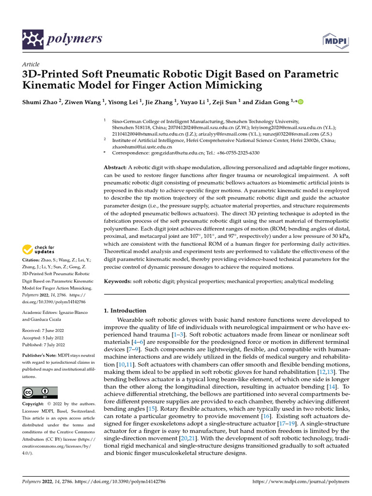 3D-Printed Soft Pneumatic Robotic Digit Based On P | PDF | Robotics | 3 D Printing