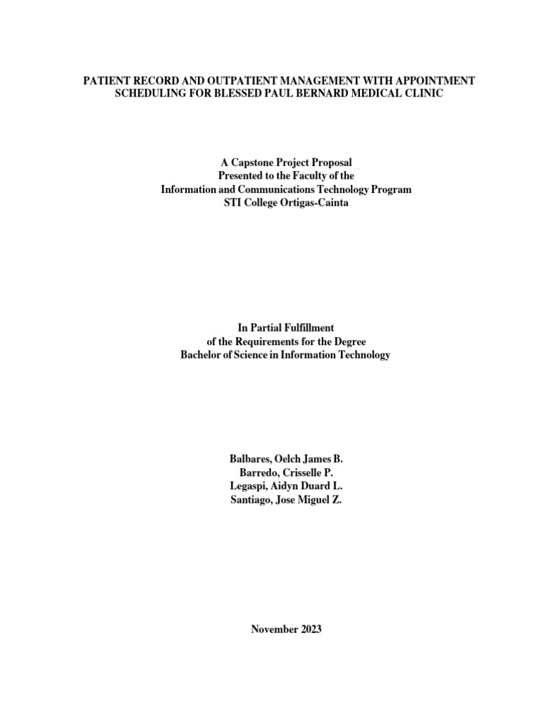 Clinic Management System Proposal | PDF | Patient | Electronic Health Record