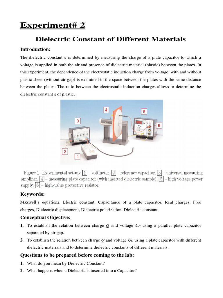 Measuring Dielectric Constants Experiment | PDF | Capacitor | Dielectric