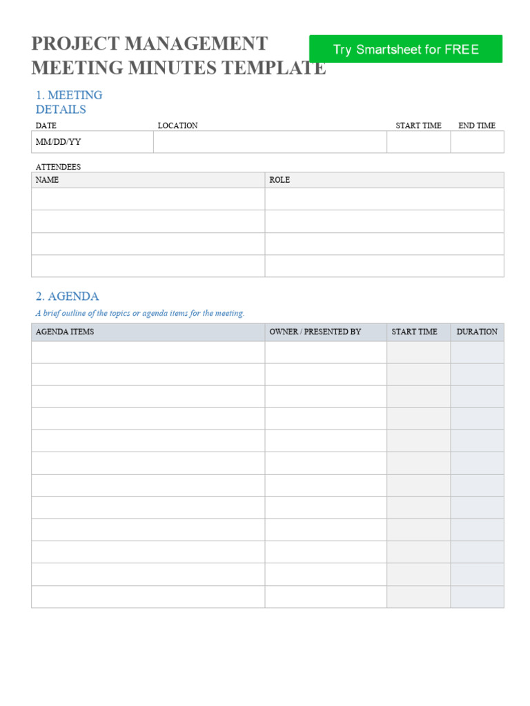 IC Project Management Meeting Minutes 11856 - WORD | PDF
