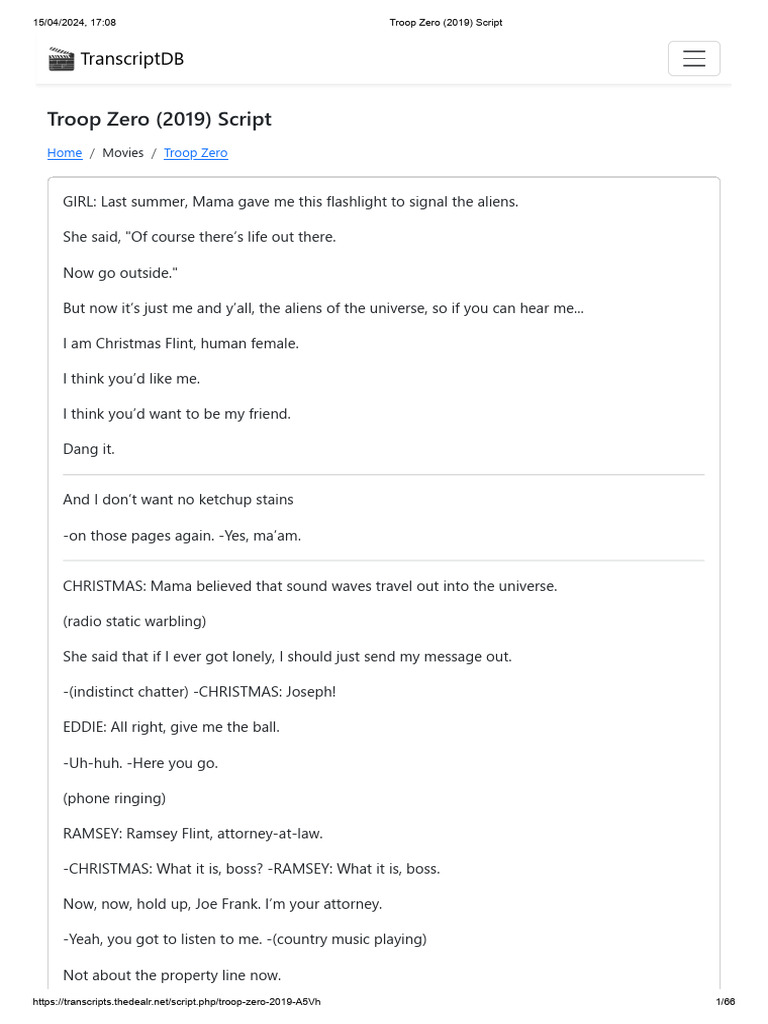 Troop Zero (2019) Script | PDF