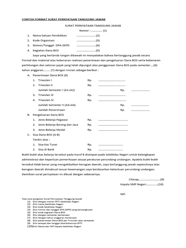 Contoh Surat Pernyataan Tanggung Jawab | PDF | Bisnis