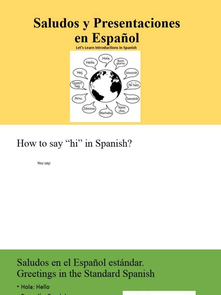 Saludos y Presentaciones en Español | PDF