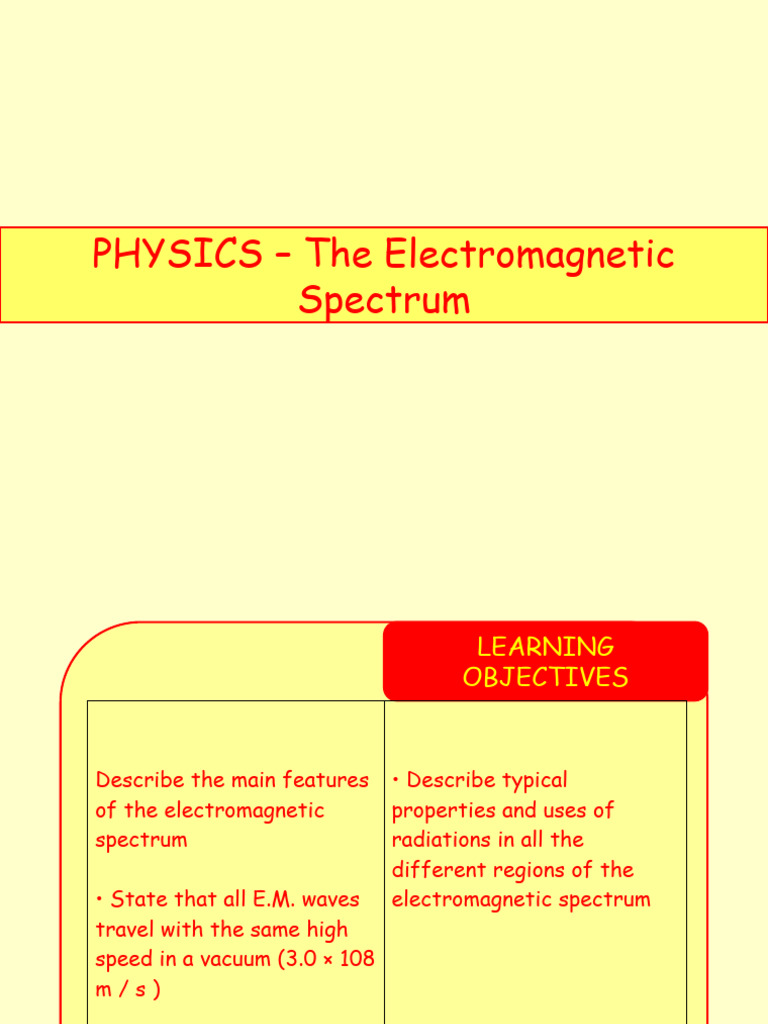Physics 3.7 - The Electromagnetic Spectrum | PDF | Electromagnetic ...