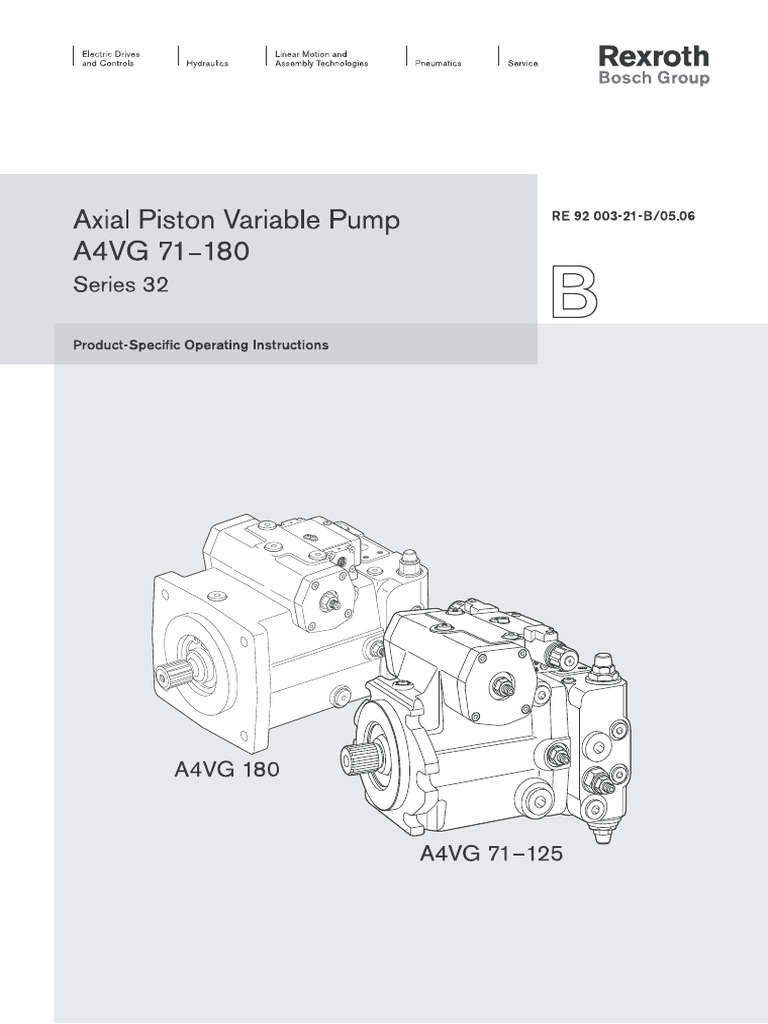 RE 92003-21-B - 2006!05!8904 Operating Instructions A4VG | PDF