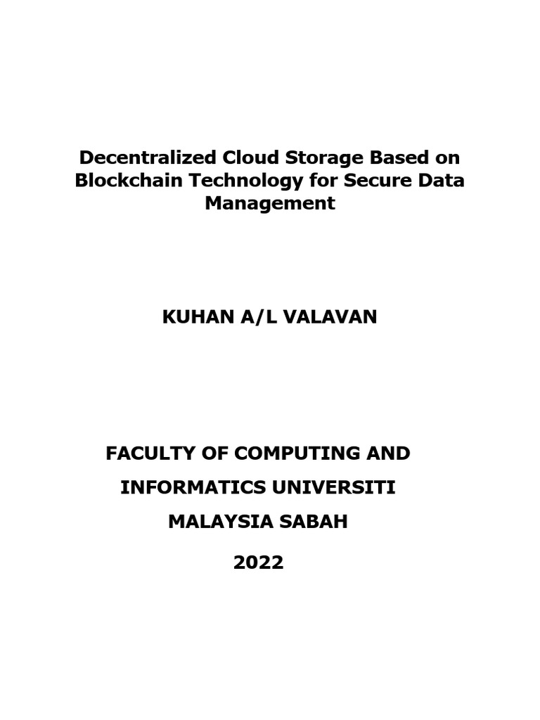 Decentralized Cloud Storage Based On Blockchain Technology For Secure Data Management Pdf