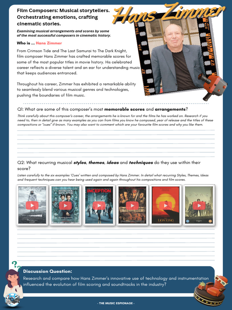 WORKSHEET-Film Composers-Hans Zimmer | PDF