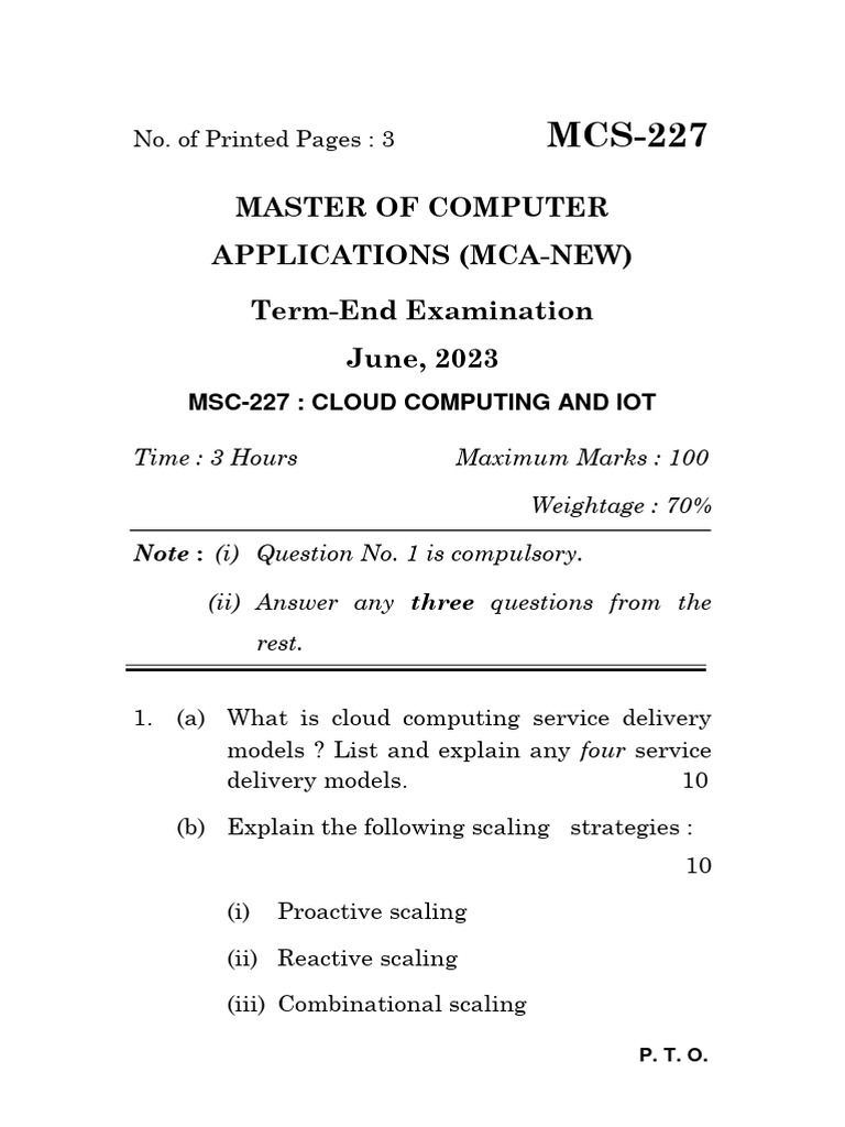 MCS 227 | PDF | Cloud Computing | Internet Of Things