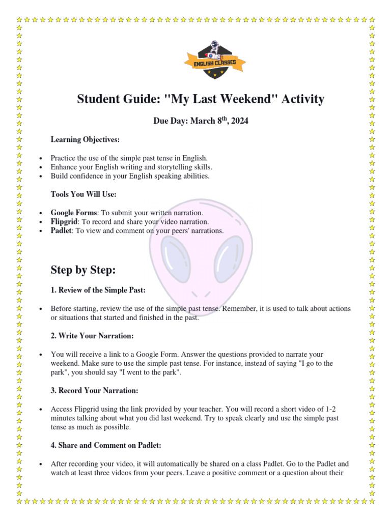 Student Guide - My Last Activity | PDF | Narration | Grammar