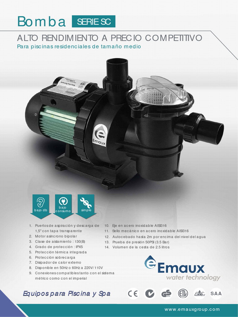 SC Pump Leaflet Spanish | PDF | Ingeniería mecánica