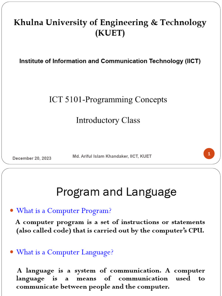 L1-Programming Concepts | PDF | Computer Program | Programming L1-Programming Concepts | PDF | Computer Program | Programming