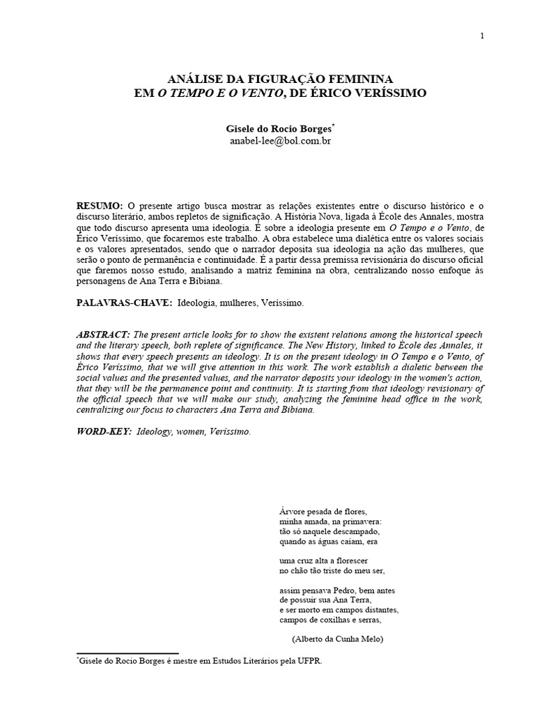 Analise Da Figuracao Feminina em O Tempo e o Vento de Erico Verissimo | PDF | Narrativa | Família